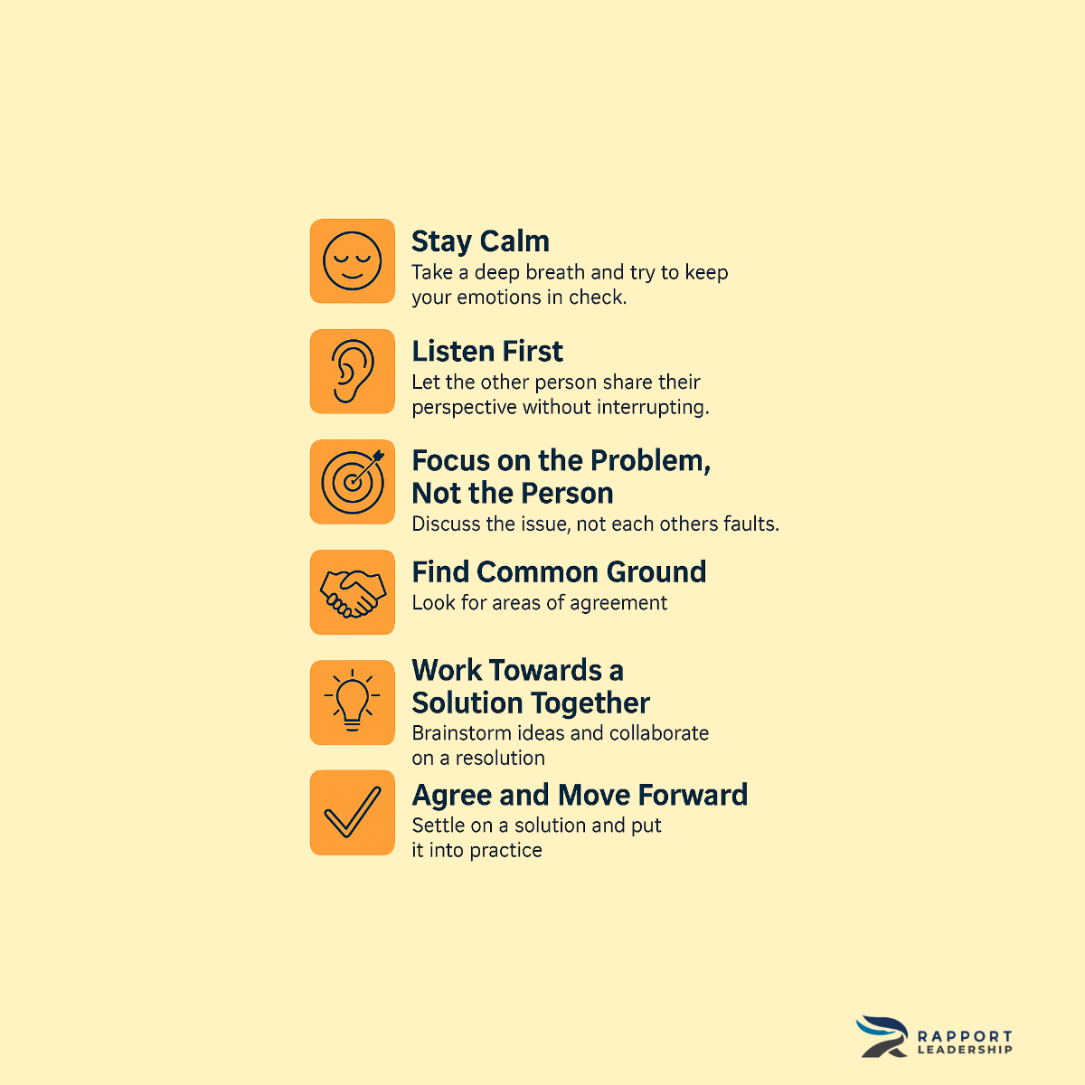 Six Steps to Conflict Resolution Every Leader Should Know - Rapport ...